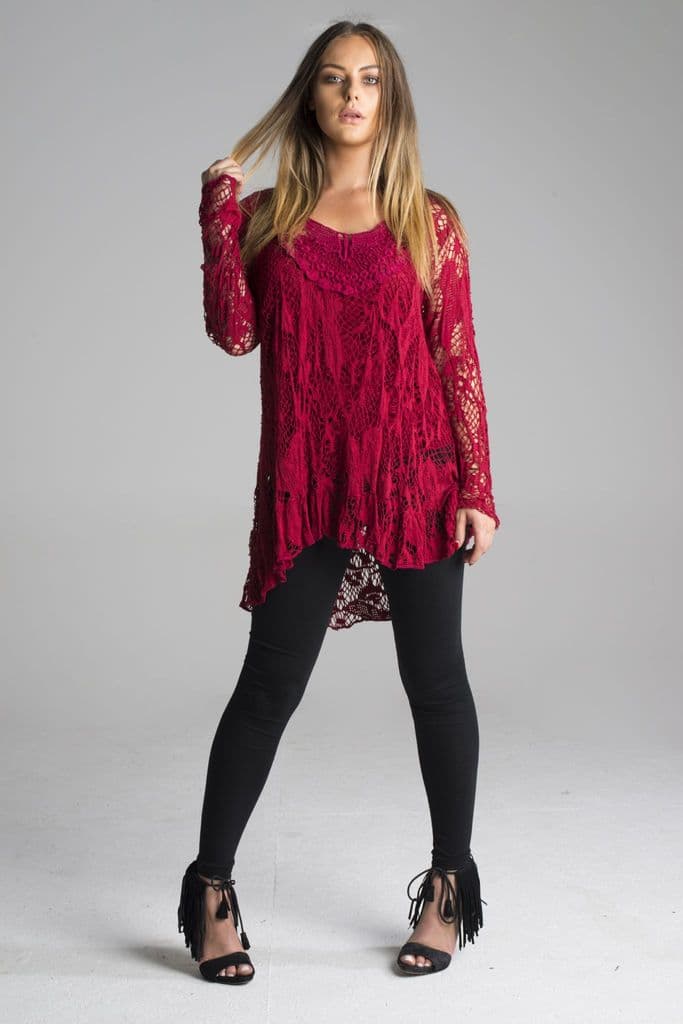 Italian Long Sleeve Crochet Top